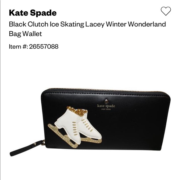 kate spade | Bags | Kate Spade Winter Wonderland Ice Skate Black Wallet ...